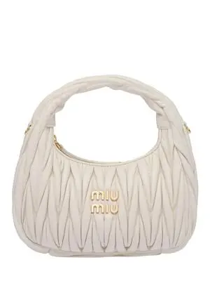 Miu Miu Wander Matelassé Nappa Leather Hobo Bag - White