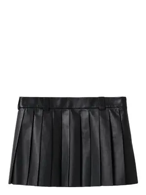 Miu Miu Nappa Leather Pleated Skirt - Black