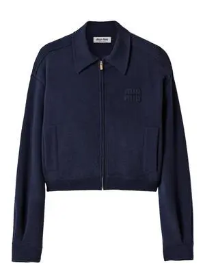 Miu Miu Wool And Cashmere Blouson Jacket - Navy