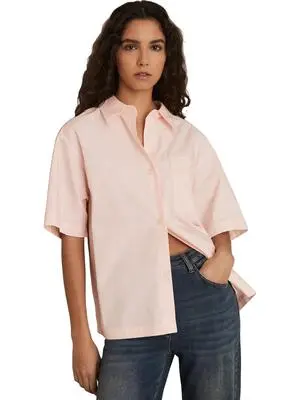 REISS Jordan Cotton Shirt - Coral