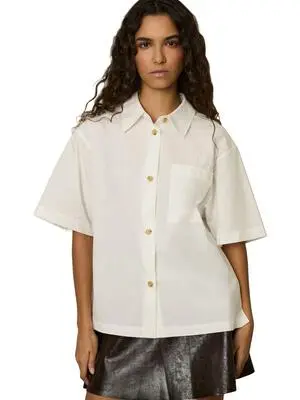 REISS Jordan Cotton Shirt - White