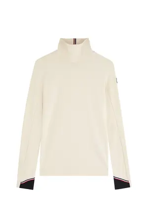 Moncler Logo-appliquéd Stretch-jersey Top - Cream
