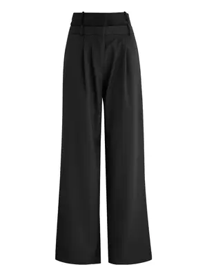 16Arlington Ivlia Layered Wide-leg Trousers - Black