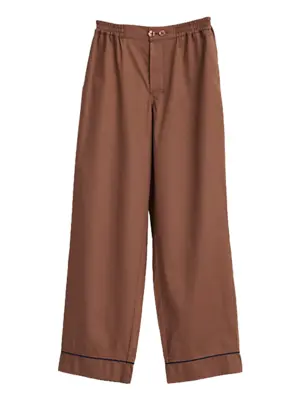 HAY Outline Contrast-piping Cotton Pyjama Trousers - Milk Chocolate