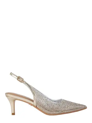 Carvela Lovebird Rhinestone-embellished Slingback Courts - Gold