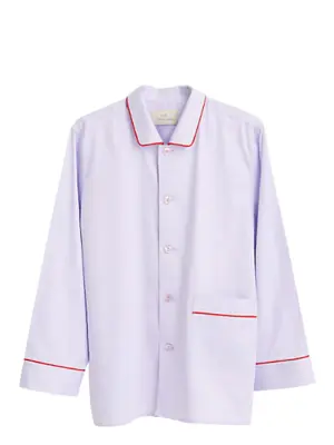 HAY Outline Contrast-piping Cotton Pyjama Shirt - Lavender