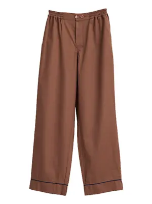 HAY Outline Contrast-piping Cotton Pyjama Trousers - Milk Chocolate