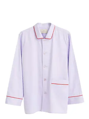 HAY Outline Contrast-piping Cotton Pyjama Shirt - Lavender