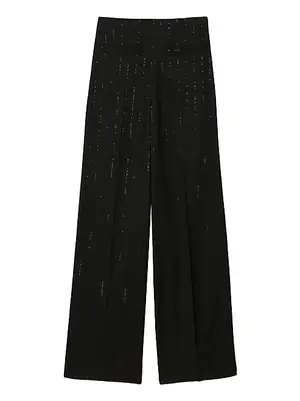 Sandro Sequin-embellished Woven Trousers - Noir / Gris
