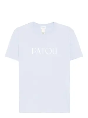 PATOU Logo-print Organic Cotton T-shirt - Blue