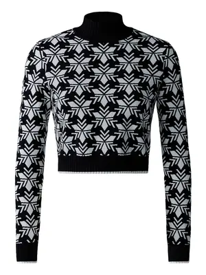 Mackage LAN-SF Snowflake Jacquard Knit Top Black-cream