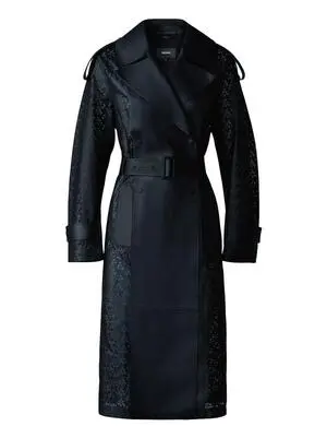 Mackage Lorelei Perforated Leather Long Coat - Black