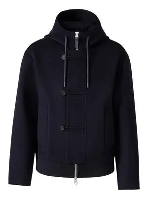 Mackage Malik Double-face Wool Hooded Jacket - Navy