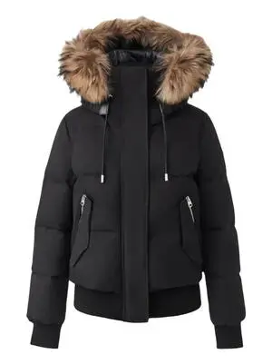 Mackage Nefi-fz Down Bomber Jacket With Fur Trimmed Hood - Black