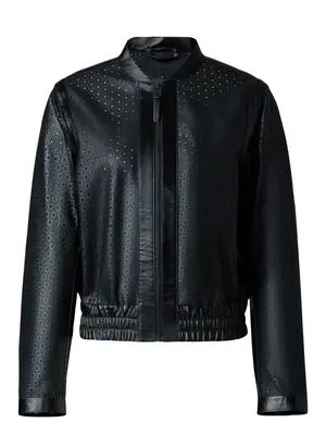 Mackage Noelia Perforated Leather Bomber Jacket - Black