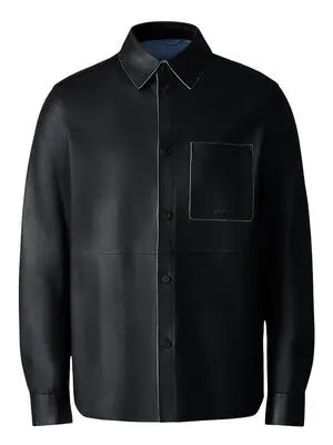 Mackage Remington Two-tone Leather Overshirt - Black-fog Blue