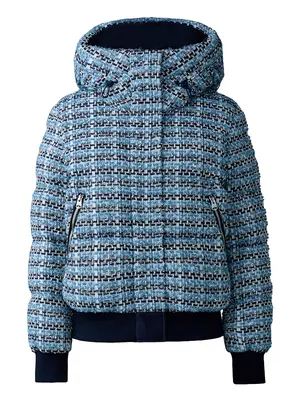 Mackage Shirley-tw Mix Media Tweed Down Jacket - Sky Blue Multi
