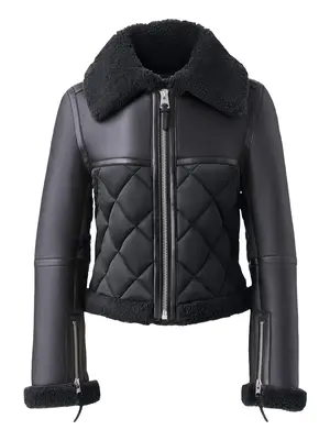 Mackage Tulip Quilted Sheepskin Jacket With Shearling Trim - Black