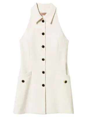 TWINSET Buttoned Crepe Mini Dress - White