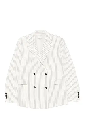 Loulou De Saison Loulou Studio Striped Double-breasted Blazer - White