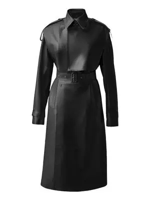 Mackage Adriana Calfskin Trench Coat With Belt - Black