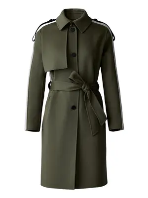 Mackage Double-face Wool Stripe Trench Coat - Light Military