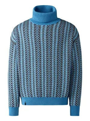 Mackage Jacquard Chain-knit Wool Sweater - Sky Blue