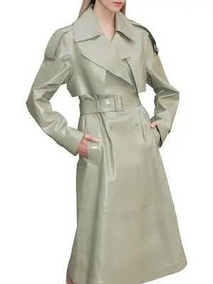 Mackage Carmela Leather Trench Coat - Matcha