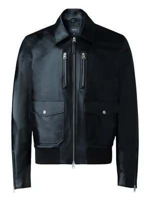 Mackage Chance Spread Collar Leather Jacket - Black