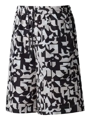 Mackage Dante Abstract Geometric Patterned Shorts - Black