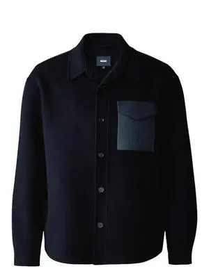 Mackage Emmanuel Double-face Wool Overshirt With Leather Patch Pocket - Black
