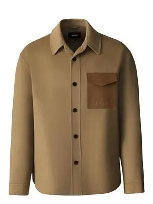 Mackage Emmanuel Double-face Wool Overshirt With Leather Patch Pocket - Light Camel