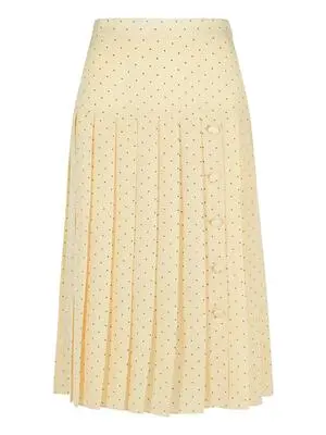 ALESSANDRA RICH Silk Polka Dot Pleated Skirt