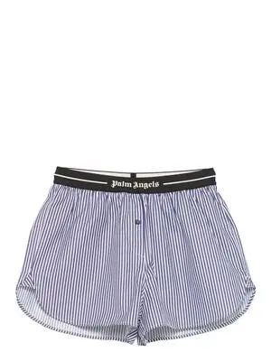 Palm Angels Classic Logo Striped Shorts - Navy Blue - Off White