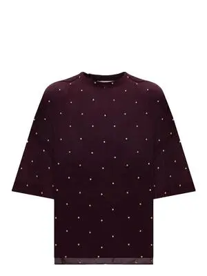 TWINSET Studded Short Sleeve Top Winetasting