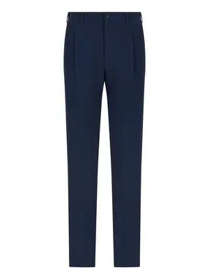 Giorgio Armani Wool Seersucker Trousers - Blue