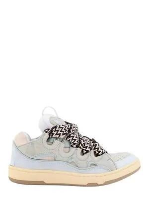 LANVIN Curb Leather Sneakers Blue