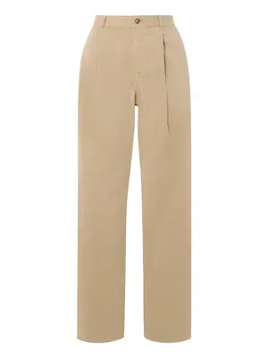 Ralph Lauren Fallon Pleated Cotton-twill Pants - Neutrals