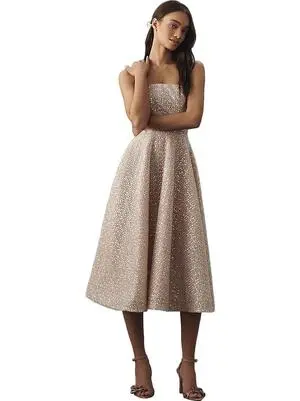 HELSI Vivi Strapless Beaded Fit & Flare Midi Dress - Ivory