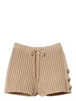 TWINSET Button-detail Ribbed-knit Shorts - Brown