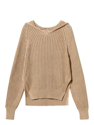 TWINSET Ribbed-knit Hooded Sweater - Brown