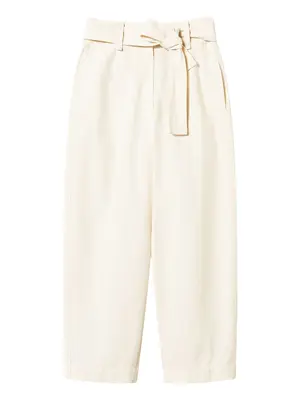 TWINSET Belted Gabardine Trousers - White