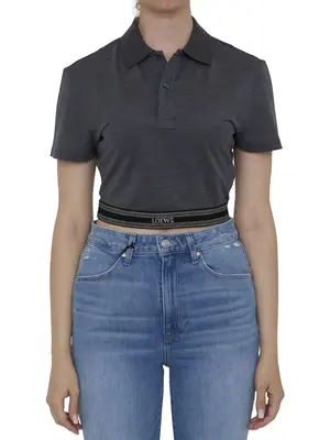 Loewe Cropped Polo Shirt - Grey
