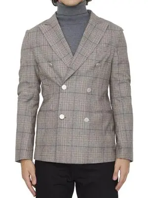 TONELLO Checked Blazer - Neutrals