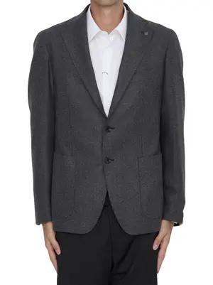 Tagliatore Brooch-detail Blazer - Grey
