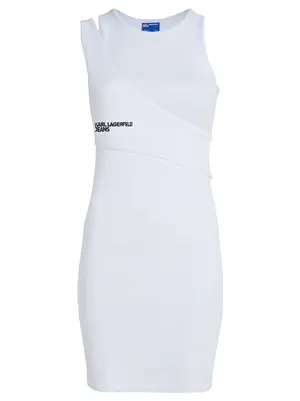 Karl Lagerfeld Ribbed Mini Dress - White