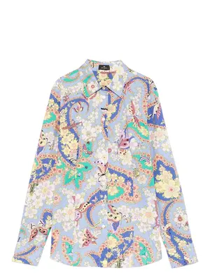 Etro Floral-print Shirt - Blue