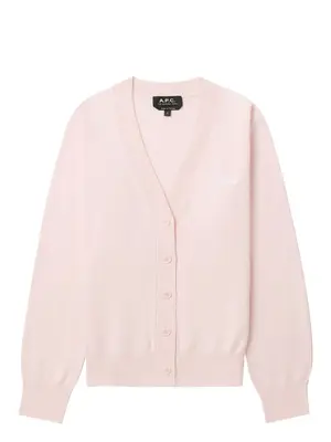 A.p.c. Logo-embroidered Cotton Cardigan - Pink