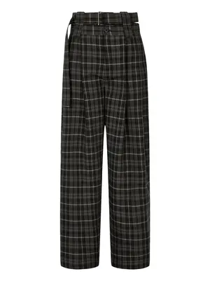 STUDIO TOMBOY Tartan-check Belted Trousers - Black