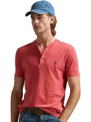 Ralph Lauren Slub Jersey Short-sleeve Henley Shirt - Spring Red